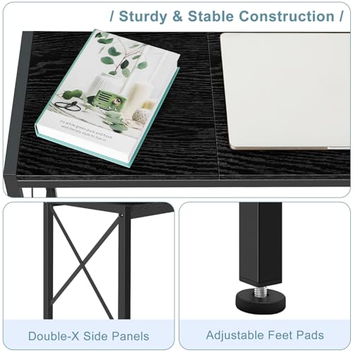 Narrow Console Table 41" Behind Couch Table Skinny Small Entryway Table, Black Wood Console Table with Metal Frame, Industrial Hallway Table for Entryway, Living Room, Foyer, Wood Sofa Table