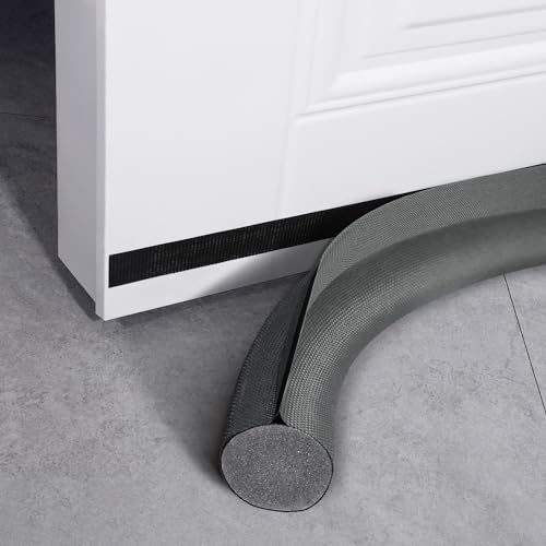 2 Pack Door Draft Stopper - 37 Inch One-Sided Under Door Draft Blockers - Soundproof, Dust, and Cold Air Stopper - Door Draft Stoppers for Bottom of Door, Fits Interior and Exterior Doors(Grey)