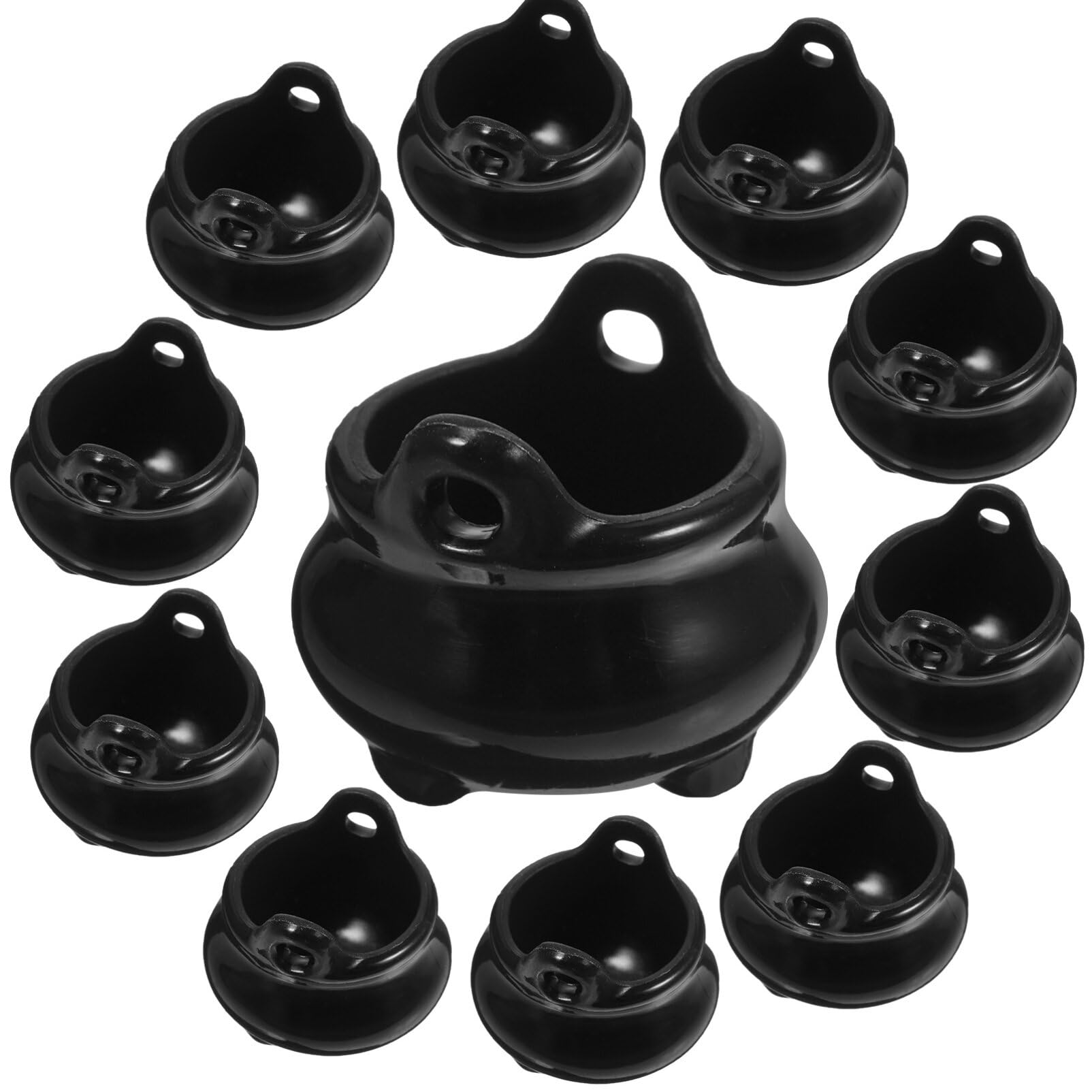 10pcs Miniature Witch Cauldron Model Halloween Cauldron Kettles Dollhouse Decor Party Favors Candy Holder Witch Props