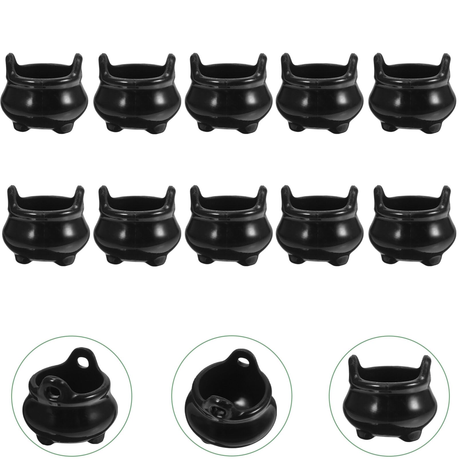 10pcs Miniature Witch Cauldron Model Halloween Cauldron Kettles Dollhouse Decor Party Favors Candy Holder Witch Props