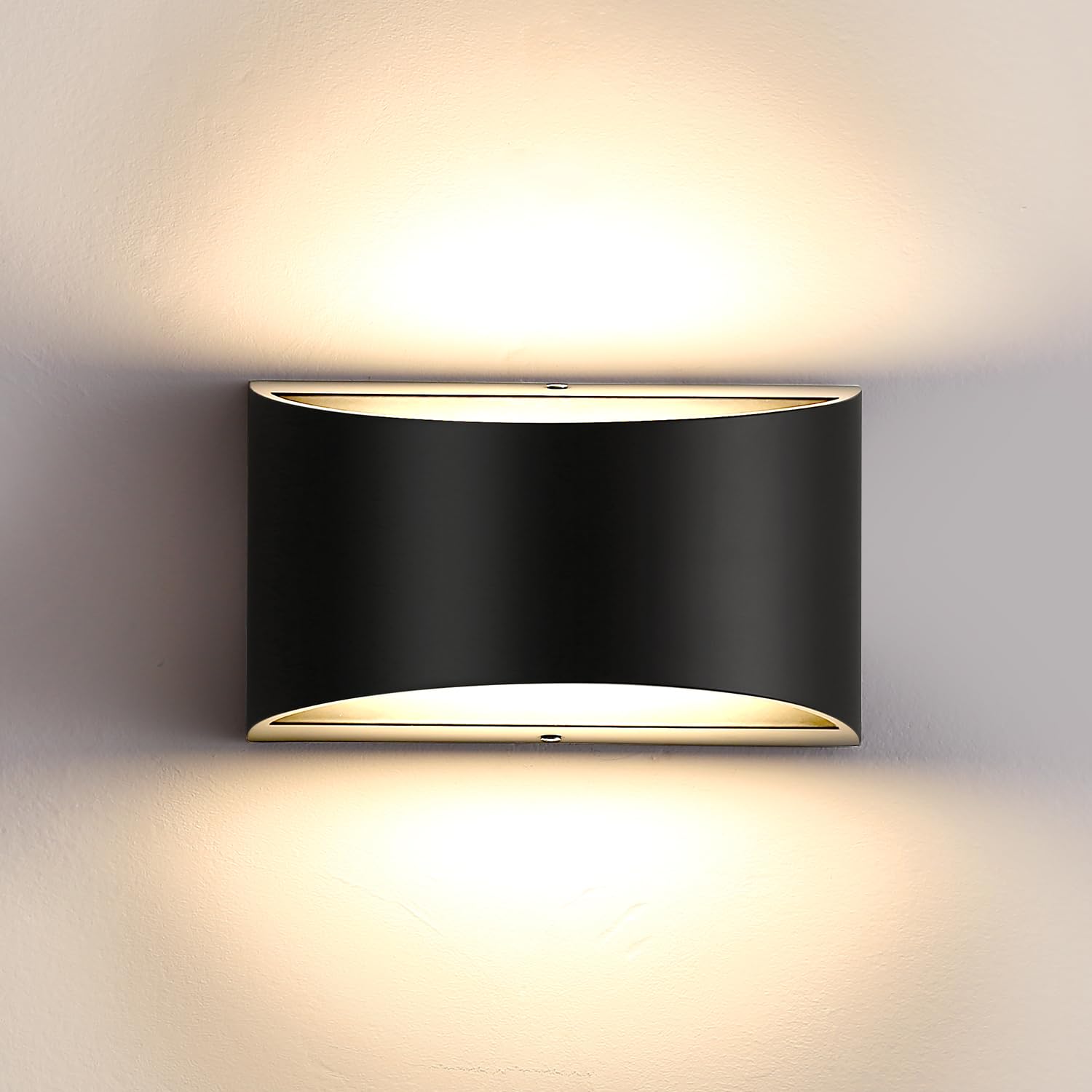 Hollymaze Modern Wall Sconces, Dimmable Wall Sconce Up and Down Wall Mount Light Black LED 14W Aluminum Wall Light Fixtures for Living Room Bedroom Hallway Stairway Corridor (Warm White)