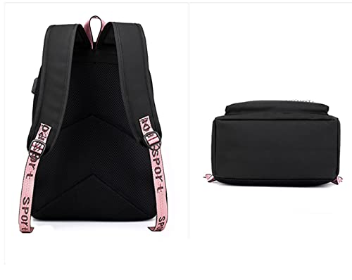 CRIVOX Kpop Backpack Lisa Rose JISOO Jennie Backpack Laptop Backpack with USB Charging Port Travel Outdoor Daypack for Girls
