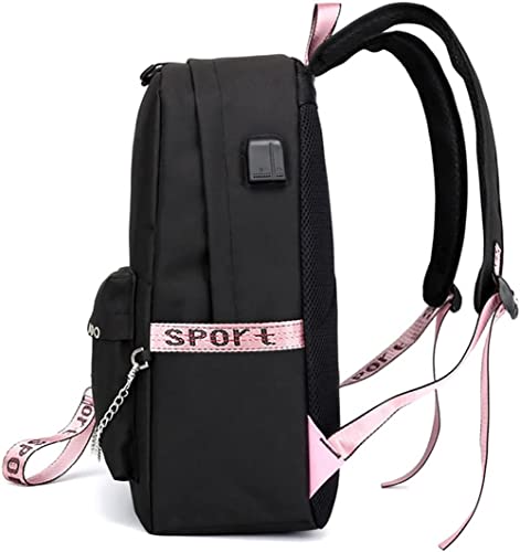 CRIVOX Kpop Backpack Lisa Rose JISOO Jennie Backpack Laptop Backpack with USB Charging Port Travel Outdoor Daypack for Girls