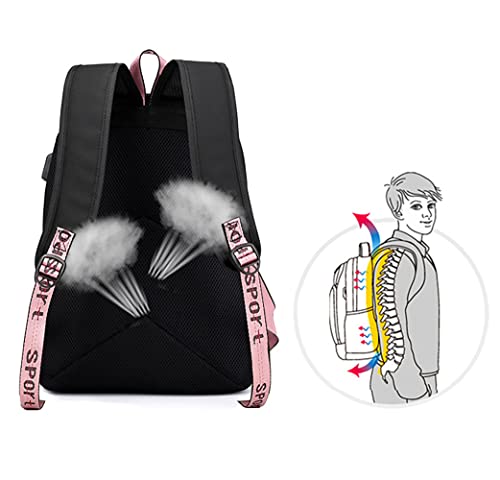 CRIVOX Kpop Backpack Lisa Rose JISOO Jennie Backpack Laptop Backpack with USB Charging Port Travel Outdoor Daypack for Girls
