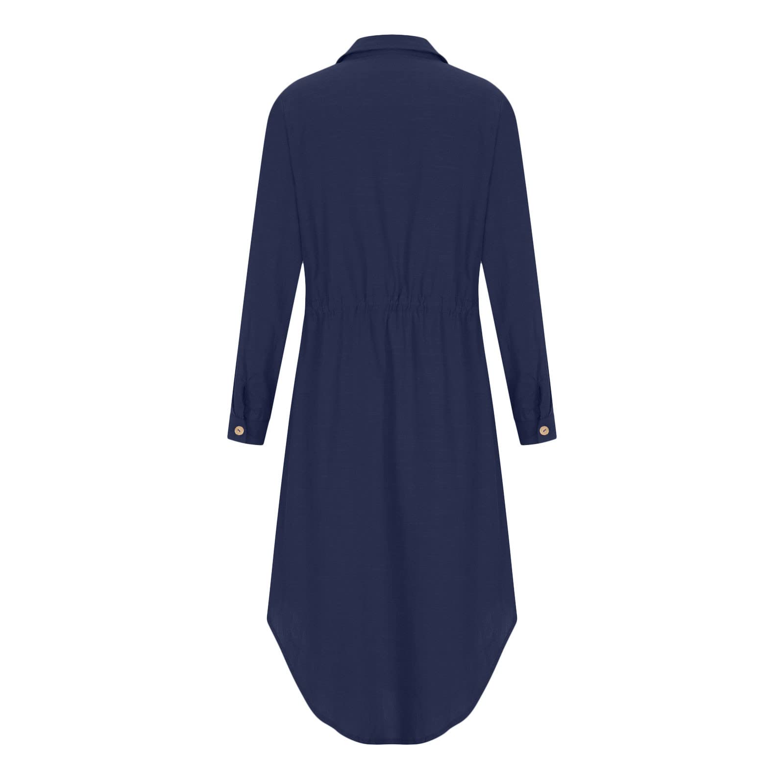 Ceboyel Linen Shirt Dresses for Women Button Down Drawstring Causal Dress Plain Long Maxi Dresses Trendy Ladies Outfits 2023 Sundresses for Women Navy 2X