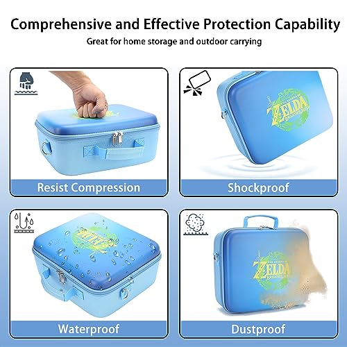 Zelda Breath of the Wild Carrying Case for Nintendo Switch/Switch OLED Model - Portable Deluxe Hard Shell Travel Case Messenger Bag for Switch Console, Pro Controller & Accessories