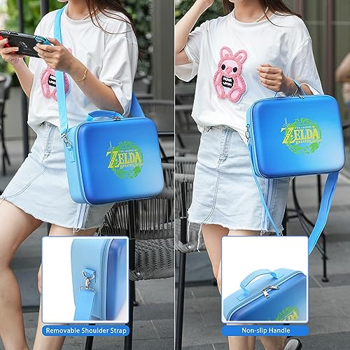 Zelda Breath of the Wild Carrying Case for Nintendo Switch/Switch OLED Model - Portable Deluxe Hard Shell Travel Case Messenger Bag for Switch Console, Pro Controller & Accessories