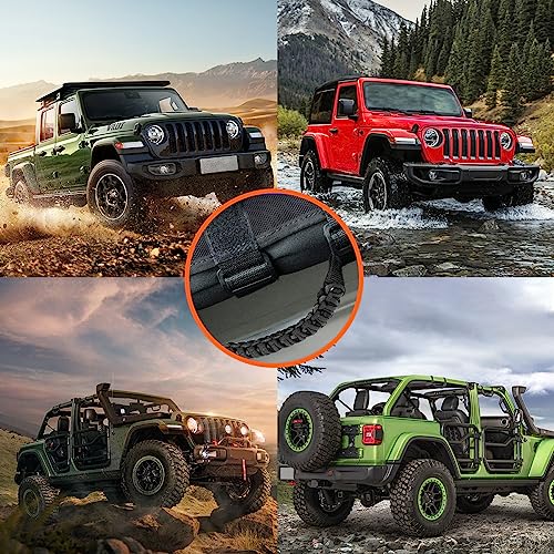 Kewucn 2 Pack Car Roll Bar Grab Handles Grip Handle with 3 Straps, Easy to Install and Durable Grab Handle Set, Compatible with 1987-2023 Wrangler YJ TJ JK JKU JL JLU & Gladiator JT (Black)