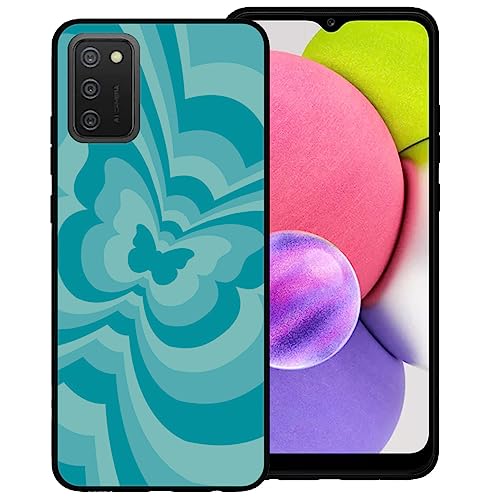 zaztify Phone Case for Samsung Galaxy A04, Cyan Butterfly Swirl Incline Coffee Latte Valentine Color Block Shockproof Protective Anti-Slip Thin Soft Cover Shell