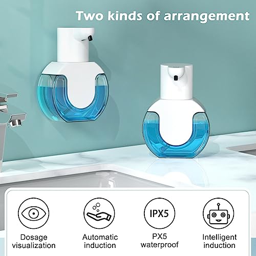 EKDJKK Automatic Foaming Soap Dispenser, 4 Level Adjustable Rechargeable Smart soap Dispenser, 14.5oz/430ml Wall Mount Touchless Hand Soap Dispenser for Bathroom Countertop, Kitchen(Foam)