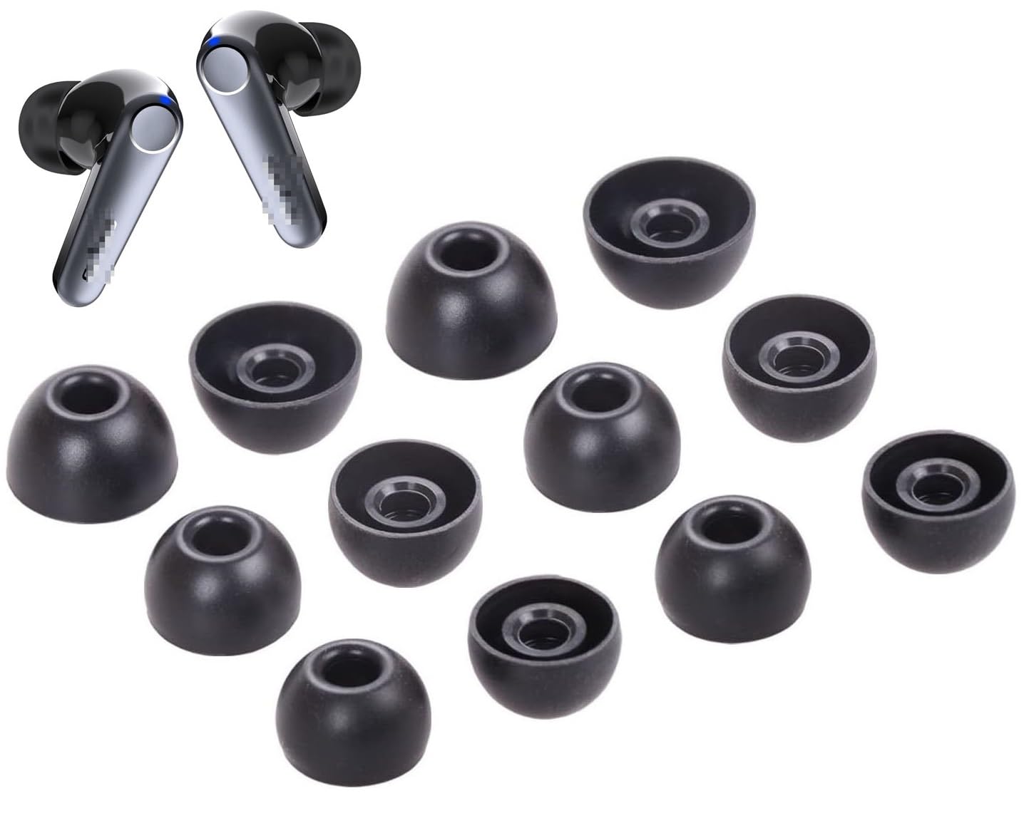 Replacement Earbuds Ear Tips Eartips Ear Cap Compatible with EarFun Air Pro 3 / Air Pro 2 / EarFun Air, S/M/L Silicone Earbuds Tip 6 Pairs,Black (713efb6p)