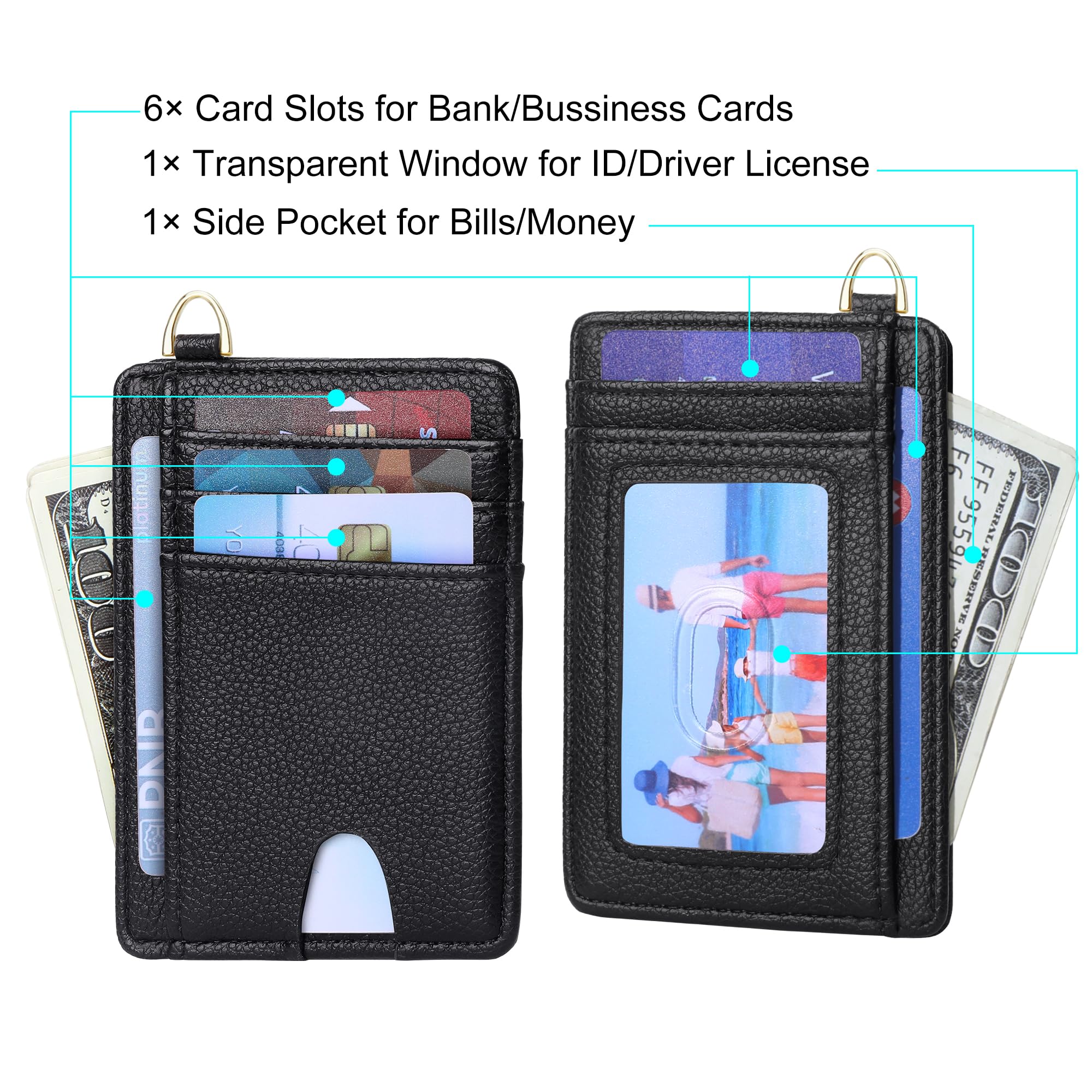 GEEAD Slim Minimalist Front Pocket RFID Blocking Card Holder Wallets for Men & Women