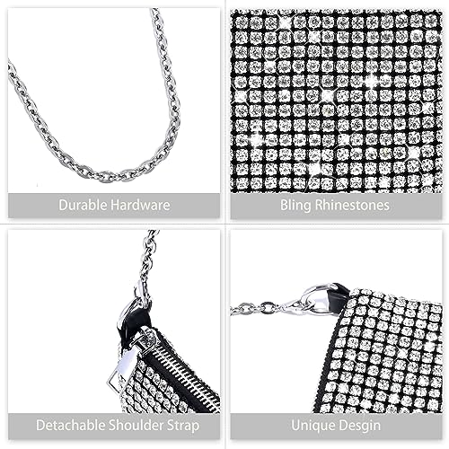 NEWROGENG Mini Purse Rhinestone Evening Bag, Sparkly Party Purses for Women Evening Small Crossbody Bag Handbag