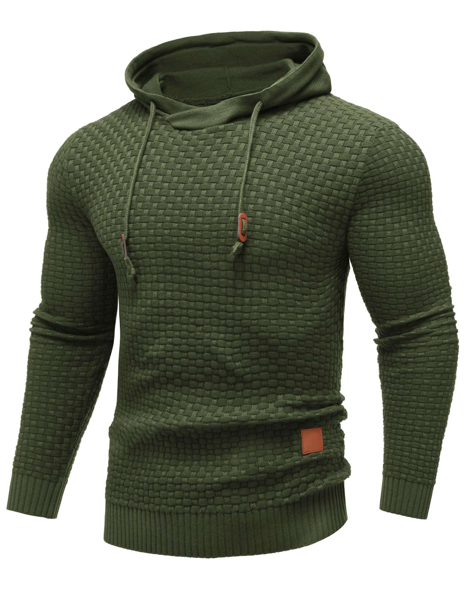 COOFANDY Men Fashion Hoodie Slim Fit Long Sleeve Polo Pullover Casaul Sweatshirt Army Green