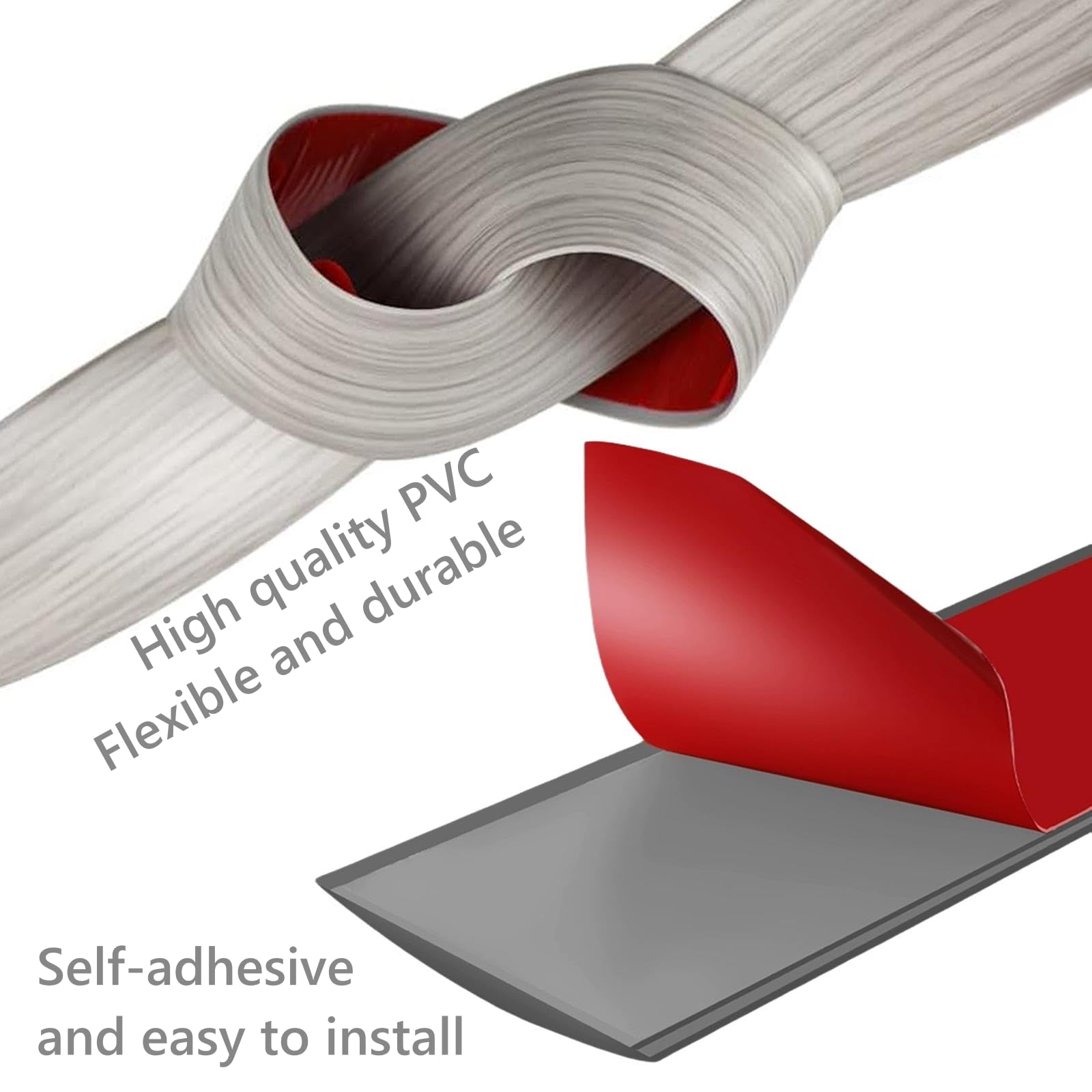 Floor Transition Strip, Self Adhesive Vinyl Floor Laminate Floor Strip, 10ft x 2in Floor Flat Divider Strip for Joining Floor Gaps, Carpet, Threshold Cover and Doorway Transitions