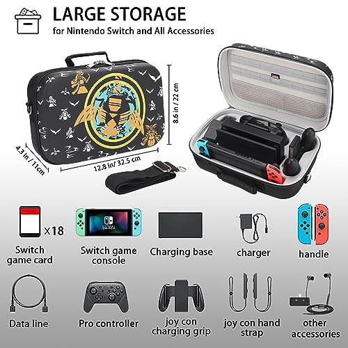 Zelda Carrying Storage Case for Nintendo Switch/OLED Model - Tears of the Kingdom - Portable Hard Shell Travel Messenger Bag Soft Lining 18Card Slots for Switch Console Pro Controller & Accessories