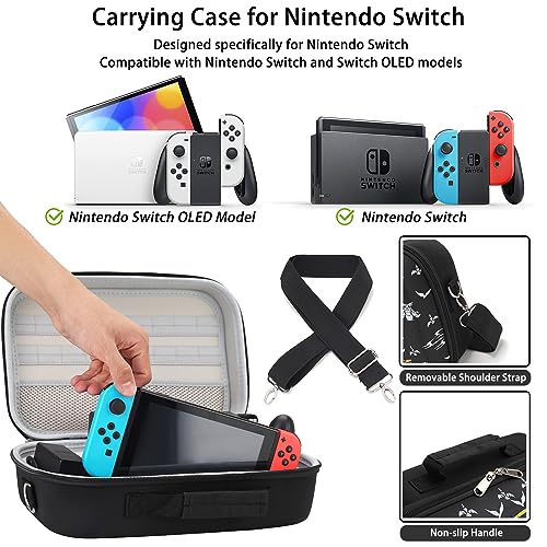 Zelda Carrying Storage Case for Nintendo Switch/OLED Model - Tears of the Kingdom - Portable Hard Shell Travel Messenger Bag Soft Lining 18Card Slots for Switch Console Pro Controller & Accessories