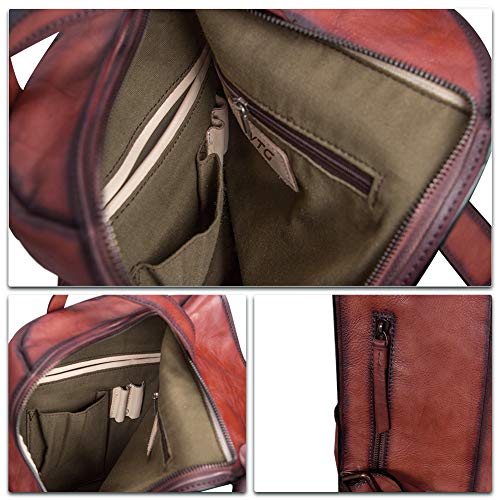 Genuine Leather Sling Bag for Men Vintage Handmade Crossbody Chest Bag Casual Daypack Hiking Backpack Motorcycle Pack (Coffee)