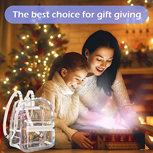 Mytium Clear Backpack,Transparent Backpack with Led lights See Through Backpack for Kids Adult School,Sport,Travel,Stadium-Large