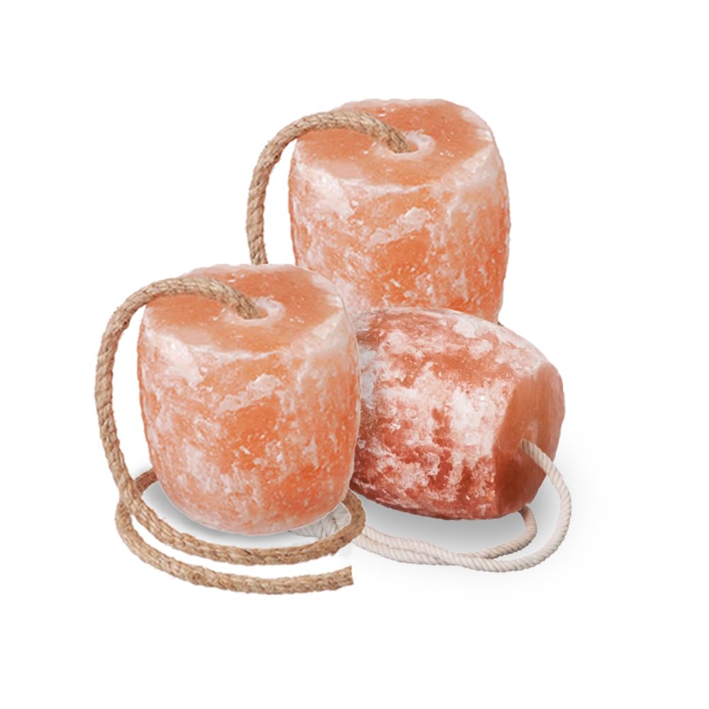 Himalayan Salt Lick 4-5 lbs | Pack of 4 | Salt Lick Deer | Licking Salt for Horses |Himalayan Licking Salt for Animals | Deer Salt Lick Block | Block Salt on Rope.