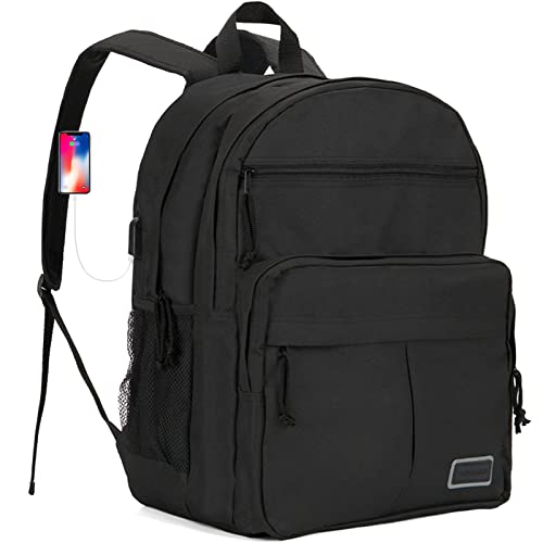 Travel Laptop Backpack for Men Waterproof College School Backpacks for Teen Girls with USB Charging Port Work Business Fits 15.6 Inch Notebooks Computer Bag Anti Theft Bagpacks for Women-Black
