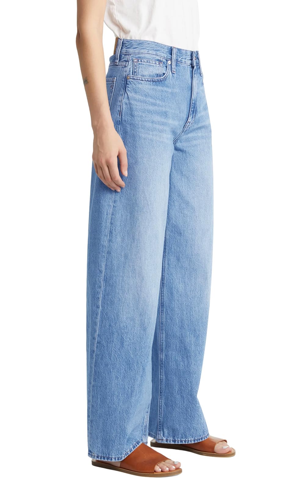 PLNOTME Women's High Waisted Wide Leg Jeans Baggy Boyfriend Straight Casual Denim Pants Light Blue