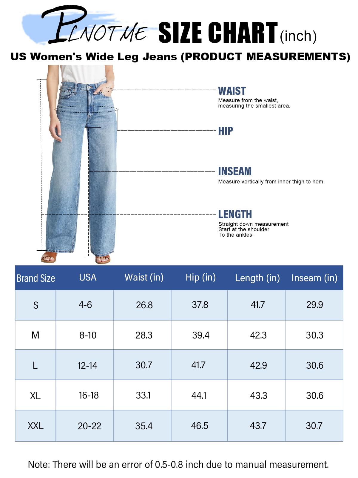 PLNOTME Women's High Waisted Wide Leg Jeans Baggy Boyfriend Straight Casual Denim Pants Light Blue