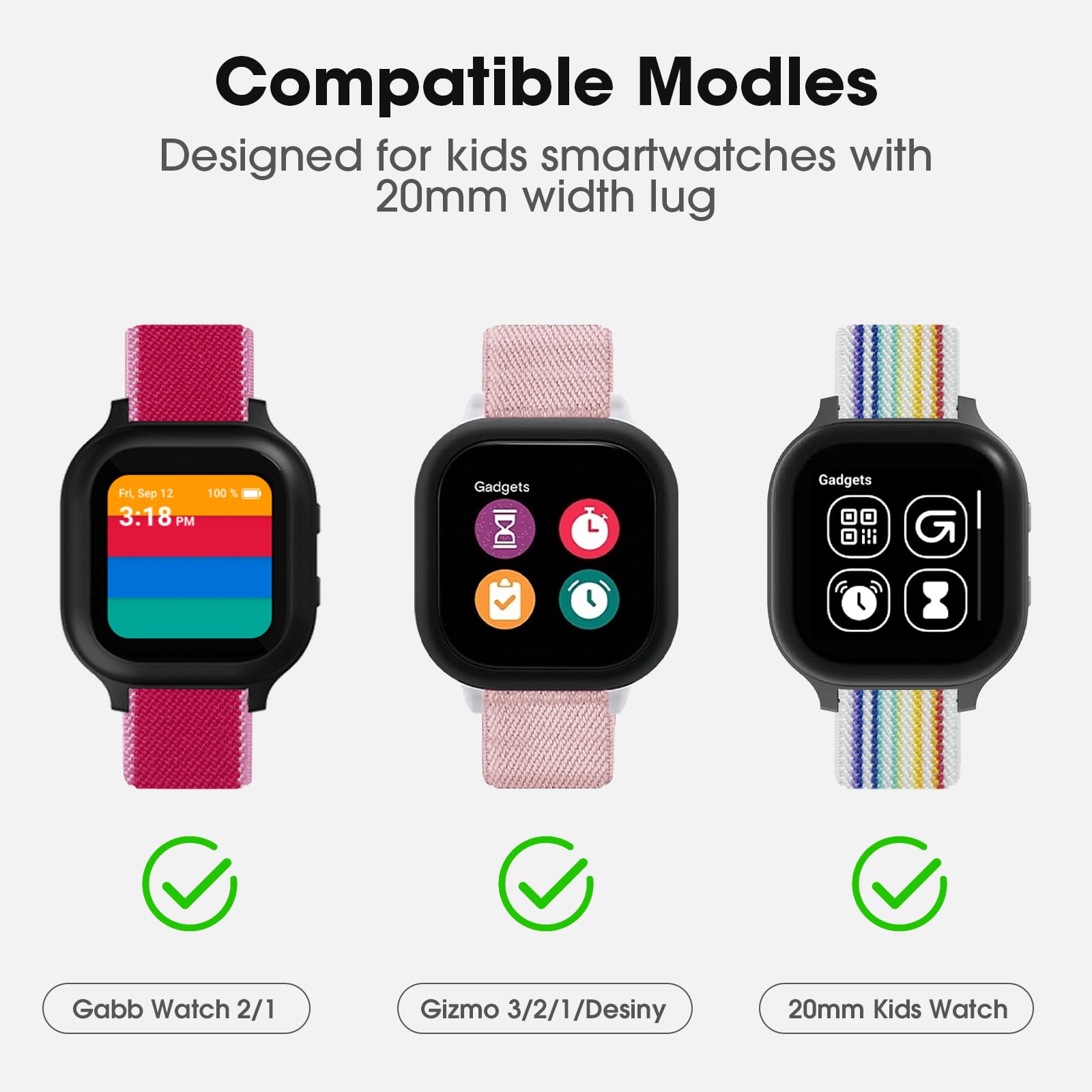 SimpleThings Compatible with Gabb Watch 3 Screen Protector, 3Pack HD Clear Tempered Glass Screen Protector & Hard PC Protective Bumper for Boys Girls (Purple&Pink)