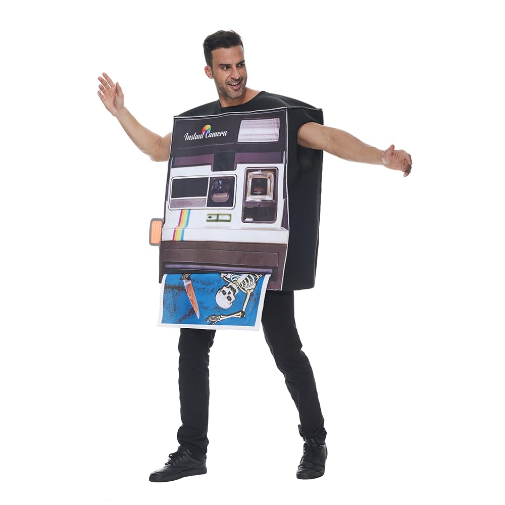 AERO ARMOR Funny Instant Camera Costumes Halloween Costume for Adult Unisex Skull Print Outfit One Size Fits All