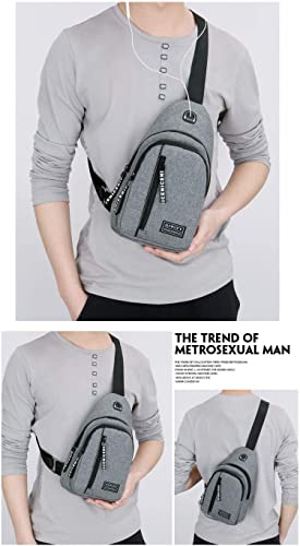 YERCHIC Small Sling Bag Crossbody Chest Shoulder Water Resistant Purse One Strap Travel Bag for Men Women With Earphone Hole BLACK