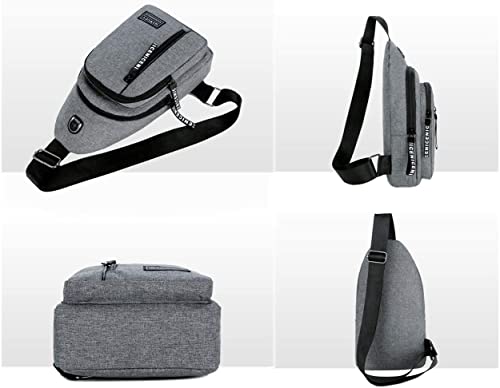 YERCHIC Small Sling Bag Crossbody Chest Shoulder Water Resistant Purse One Strap Travel Bag for Men Women With Earphone Hole BLACK