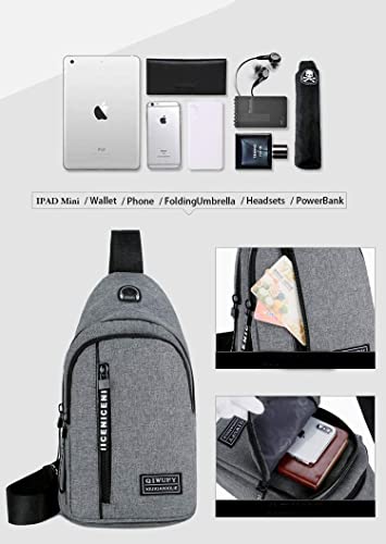 YERCHIC Small Sling Bag Crossbody Chest Shoulder Water Resistant Purse One Strap Travel Bag for Men Women With Earphone Hole BLACK