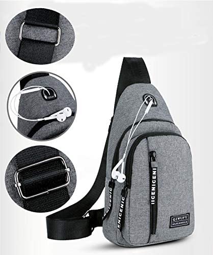 YERCHIC Small Sling Bag Crossbody Chest Shoulder Water Resistant Purse One Strap Travel Bag for Men Women With Earphone Hole BLACK
