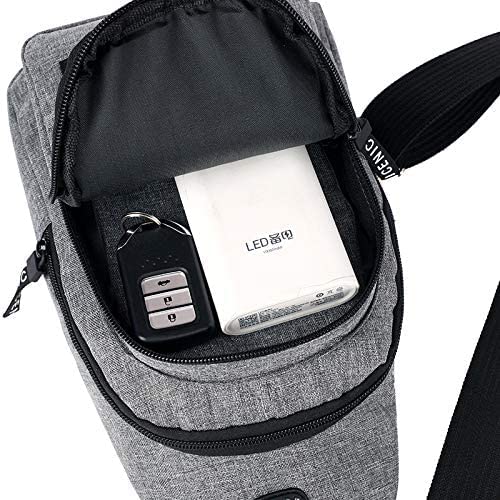 YERCHIC Small Sling Bag Crossbody Chest Shoulder Water Resistant Purse One Strap Travel Bag for Men Women With Earphone Hole BLACK