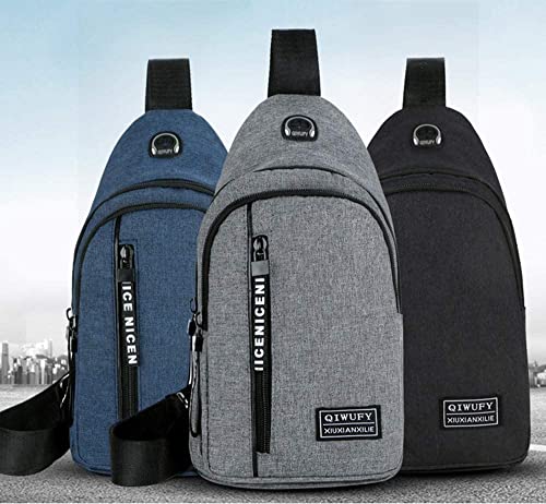YERCHIC Small Sling Bag Crossbody Chest Shoulder Water Resistant Purse One Strap Travel Bag for Men Women With Earphone Hole BLACK
