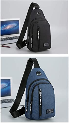 YERCHIC Small Sling Bag Crossbody Chest Shoulder Water Resistant Purse One Strap Travel Bag for Men Women With Earphone Hole BLACK