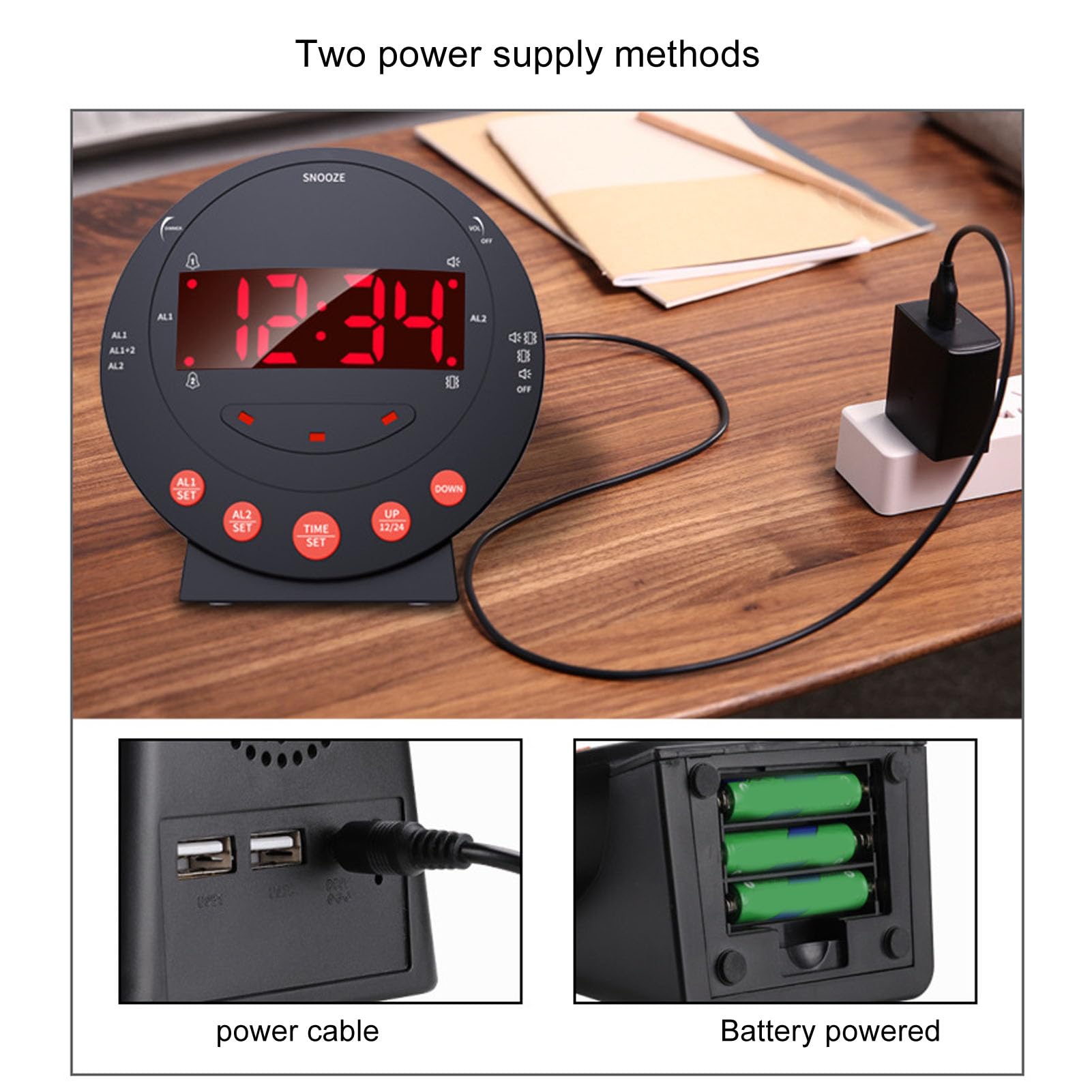 Alarm Clock 113 Decibels Sonic Vibrating Alarm Clock Red Flashing Light Super Shaker Extra Alarm Clock for Student Adult Elder