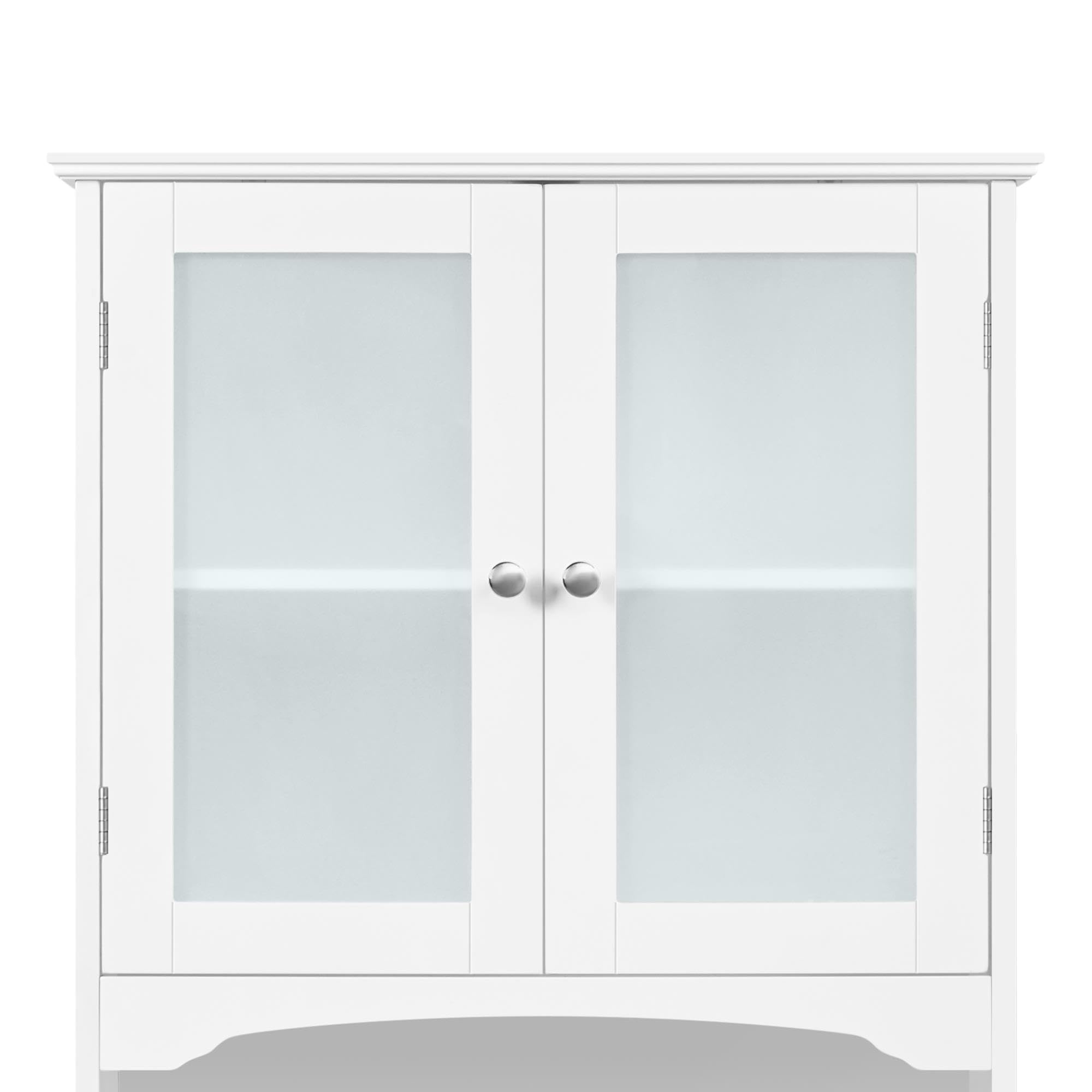 Topeakmart 65.5″ Tall Storage Cabinet Kitchen Cupboard with Glass Door Freestanding Floor Cabinet with Open Compartment, Drawer, Adjustable Shelf for Bathroom, Kitchen, Living Room