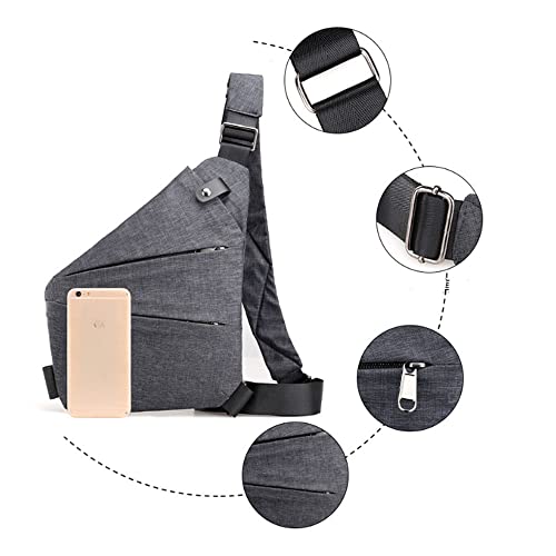 LELEBEAR 2023 New Personal Flex Bag,Fashion Anti-thief Slim Sling Bag, Side Crossbody Backpack for Outdoor (Gray, Left)