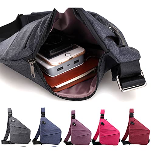 LELEBEAR 2023 New Personal Flex Bag,Fashion Anti-thief Slim Sling Bag, Side Crossbody Backpack for Outdoor (Gray, Left)