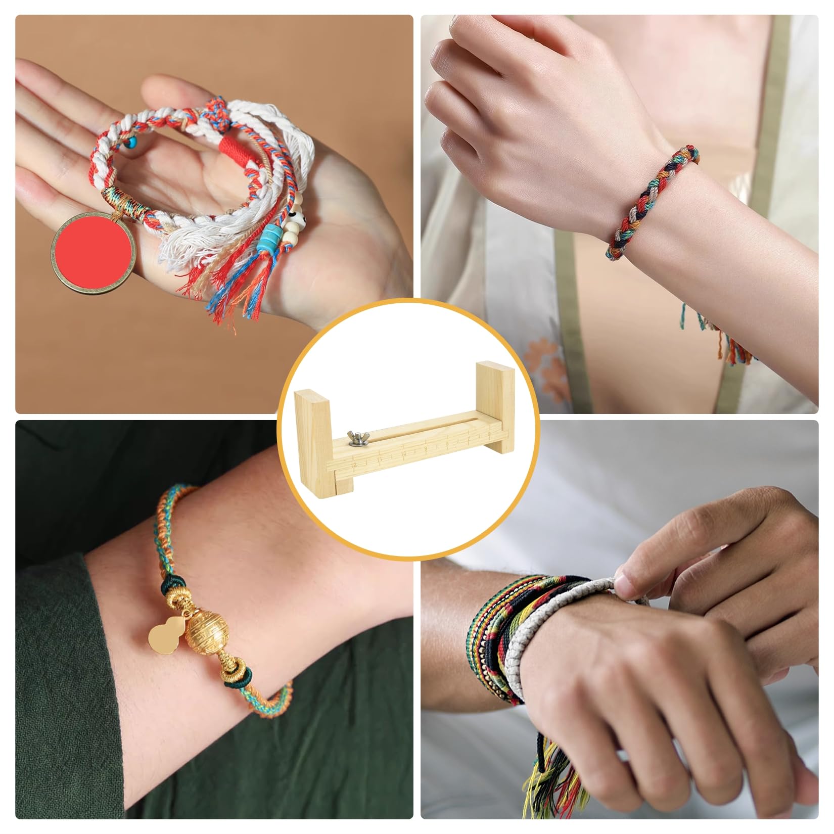 JOCAHULFX Wood Bracelet Maker Kit - U Shape Clear Scale Bracelet Jig with 2 Clamp, Paracord Jig DIY Hand Knitting Tool, Free Size Length