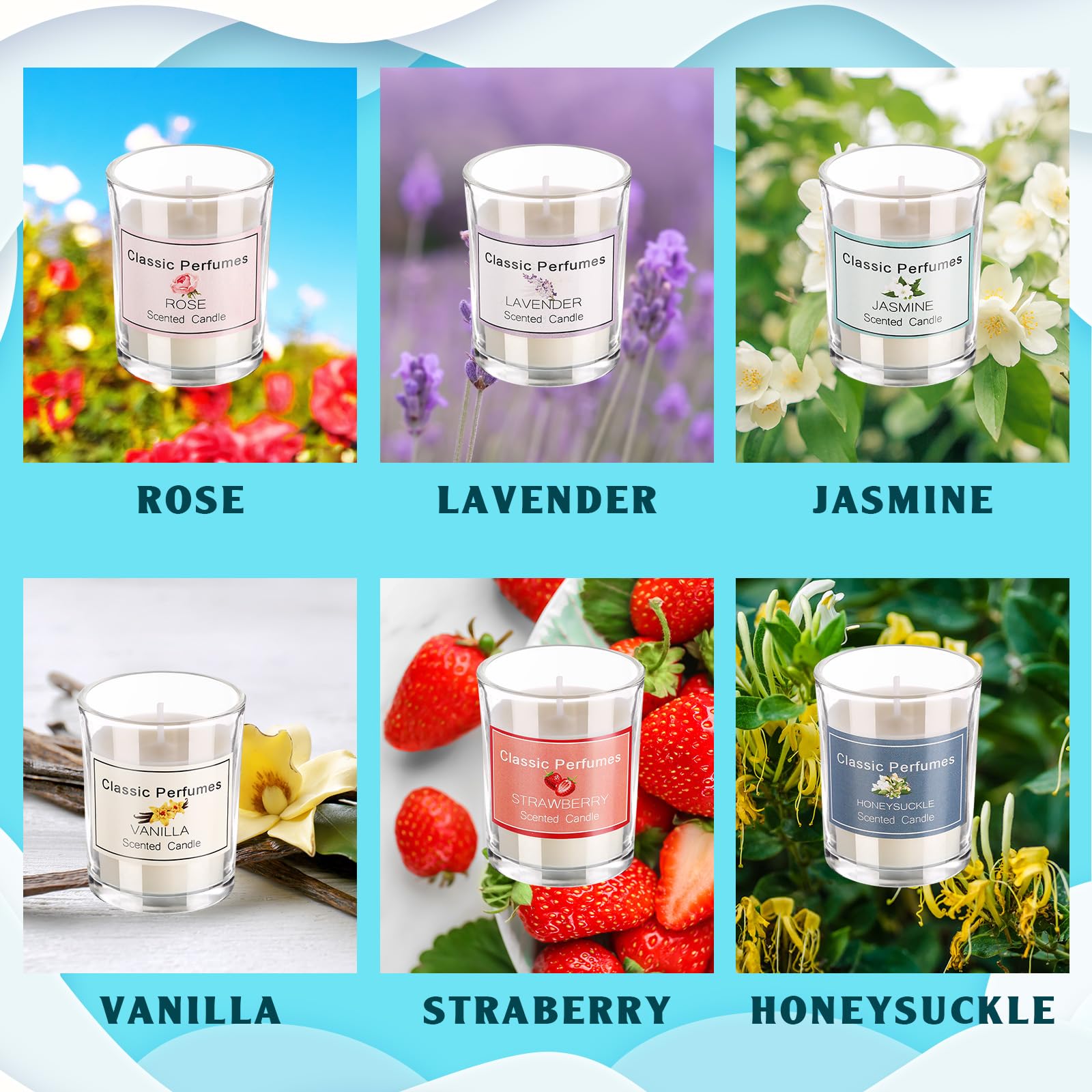 MTLEE 24 Pieces Candles for Home Scented Candles Gift Set for Women Bulk 6 Fragrances 1.8 oz Long Lasting Aromatherapy Jar Candles for Teacher Birthday Thanksgiving Anniversary Christmas