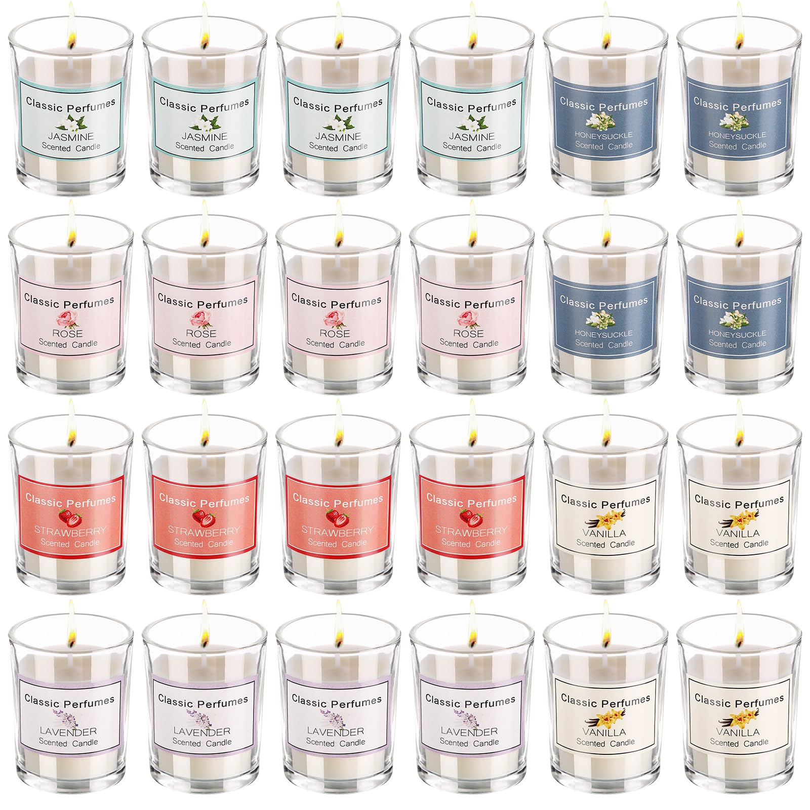 MTLEE 24 Pieces Candles for Home Scented Candles Gift Set for Women Bulk 6 Fragrances 1.8 oz Long Lasting Aromatherapy Jar Candles for Teacher Birthday Thanksgiving Anniversary Christmas