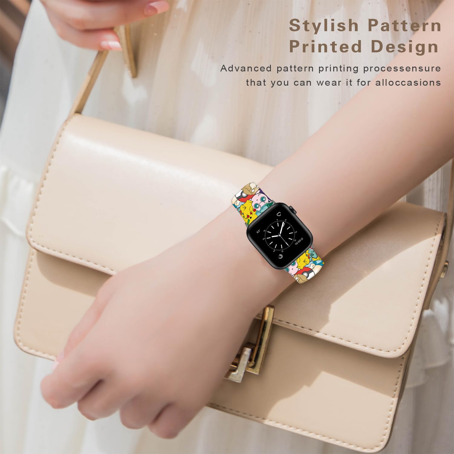 Hepsun Compatible with Apple Watch Band Pikacu Dinosaur 38mm/40mm/41mm/42mm(Series10),Soft Silicone Magic Fancy Strap Compatible with iWatch Series SE 10 9 8 7 6 5 4 3 2 1 Men Women