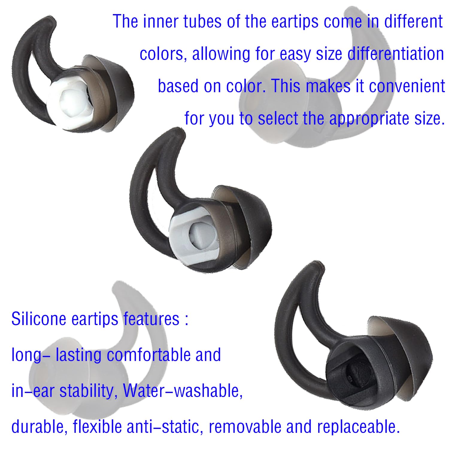 WKYMY Small Earbud Replacement Tips Silicone Earbud Tips Compatible with Bose QC20 QC20i SoundSport SIE2i IE2 IE3 Headphone Ear Bud Tips Earbud Covers 3 Pairs