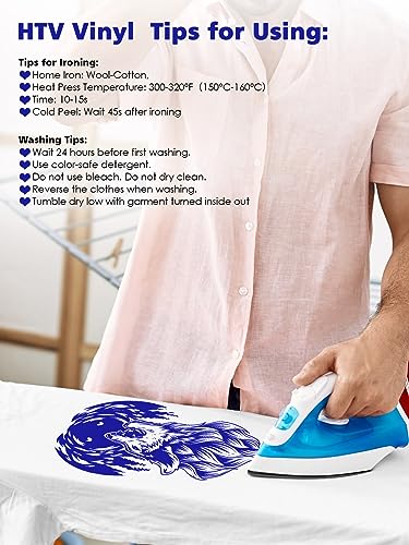 YUITCE Blue Heat Transfer Vinyl Bundle - 16 Pack 12" x 10" Blue Heat Transfer Vinyl T-Shirt, HTV Blue Iron on Vinyl for Cricut & Cameo, Heat Press Machine, HTV Vinyl Easy to Cut & Weed