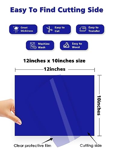 YUITCE Blue Heat Transfer Vinyl Bundle - 16 Pack 12" x 10" Blue Heat Transfer Vinyl T-Shirt, HTV Blue Iron on Vinyl for Cricut & Cameo, Heat Press Machine, HTV Vinyl Easy to Cut & Weed
