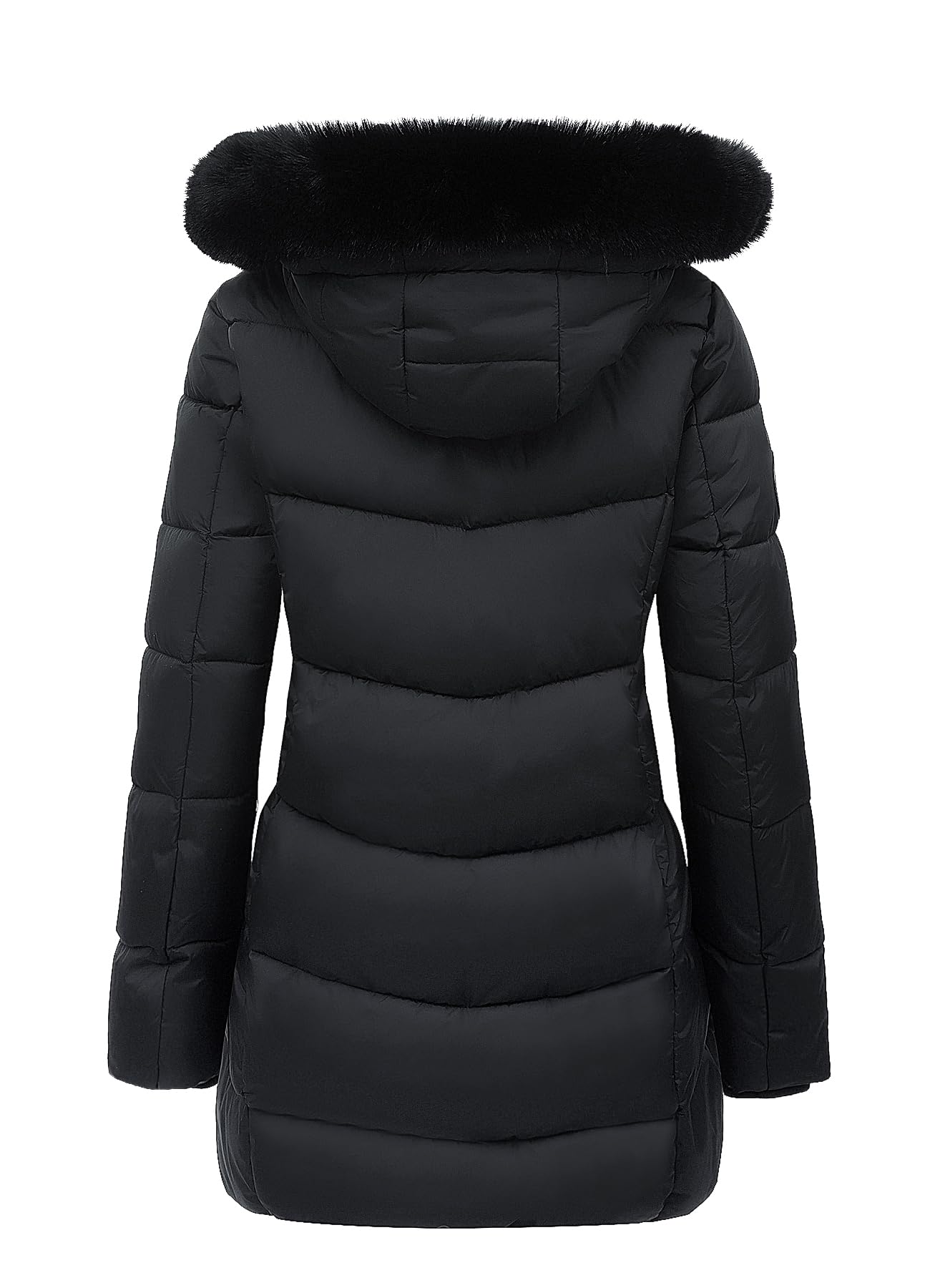 MOERDENG Women's Winter Windproof Warm Down Coats Waterproof Thicken Hooded fashions Puffer Jacket Black 01-L