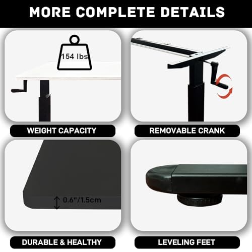 QLLY Height Adjustable Standing Desk 47 Inch/120cm, Sturdy Working Writing Table for Home Office Workstation, Black