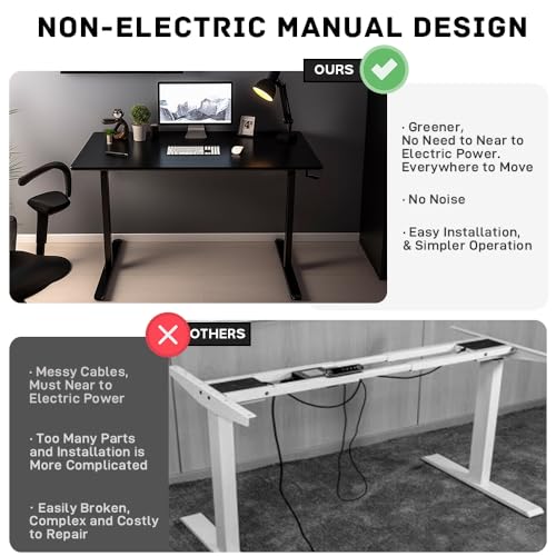 QLLY Height Adjustable Standing Desk 47 Inch/120cm, Sturdy Working Writing Table for Home Office Workstation, Black